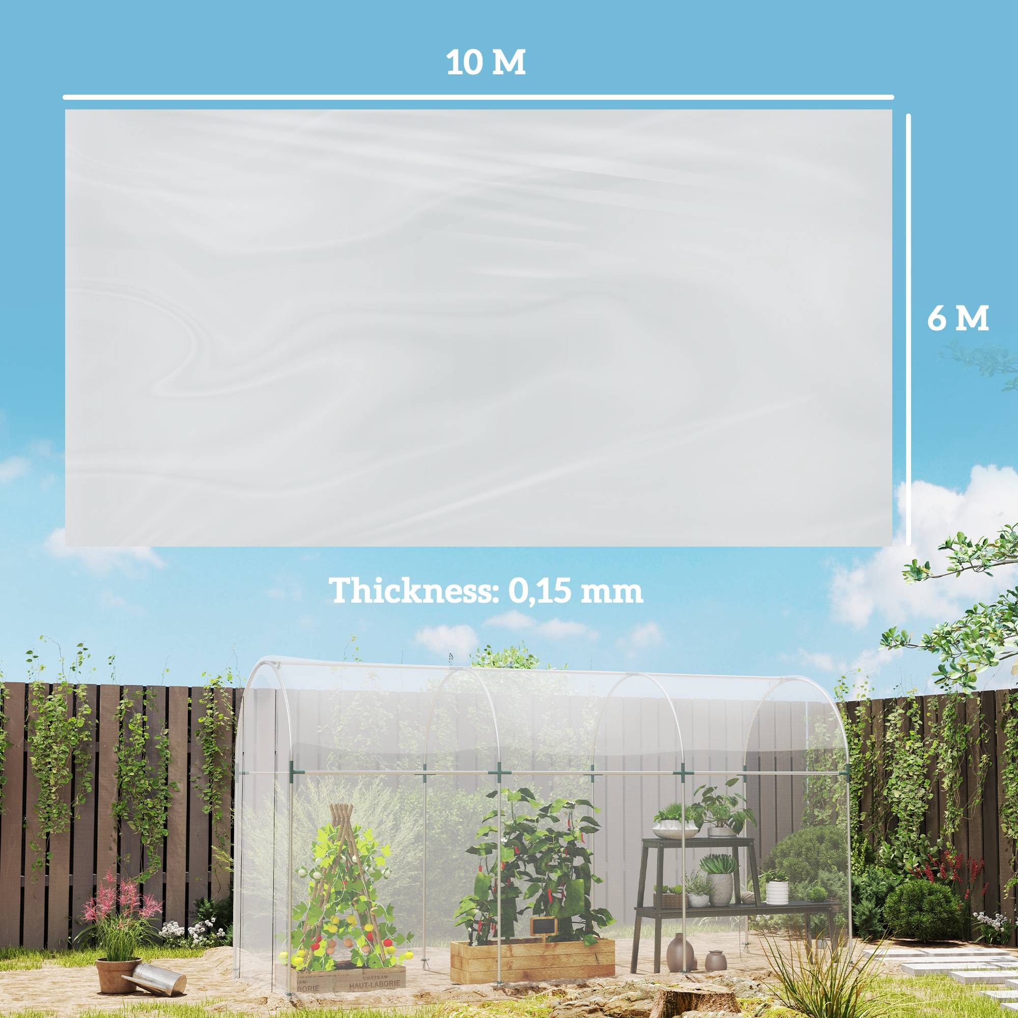 Bâche pour serre en polypropylène transparent 1000 x 600 x 0.01 cm ...
