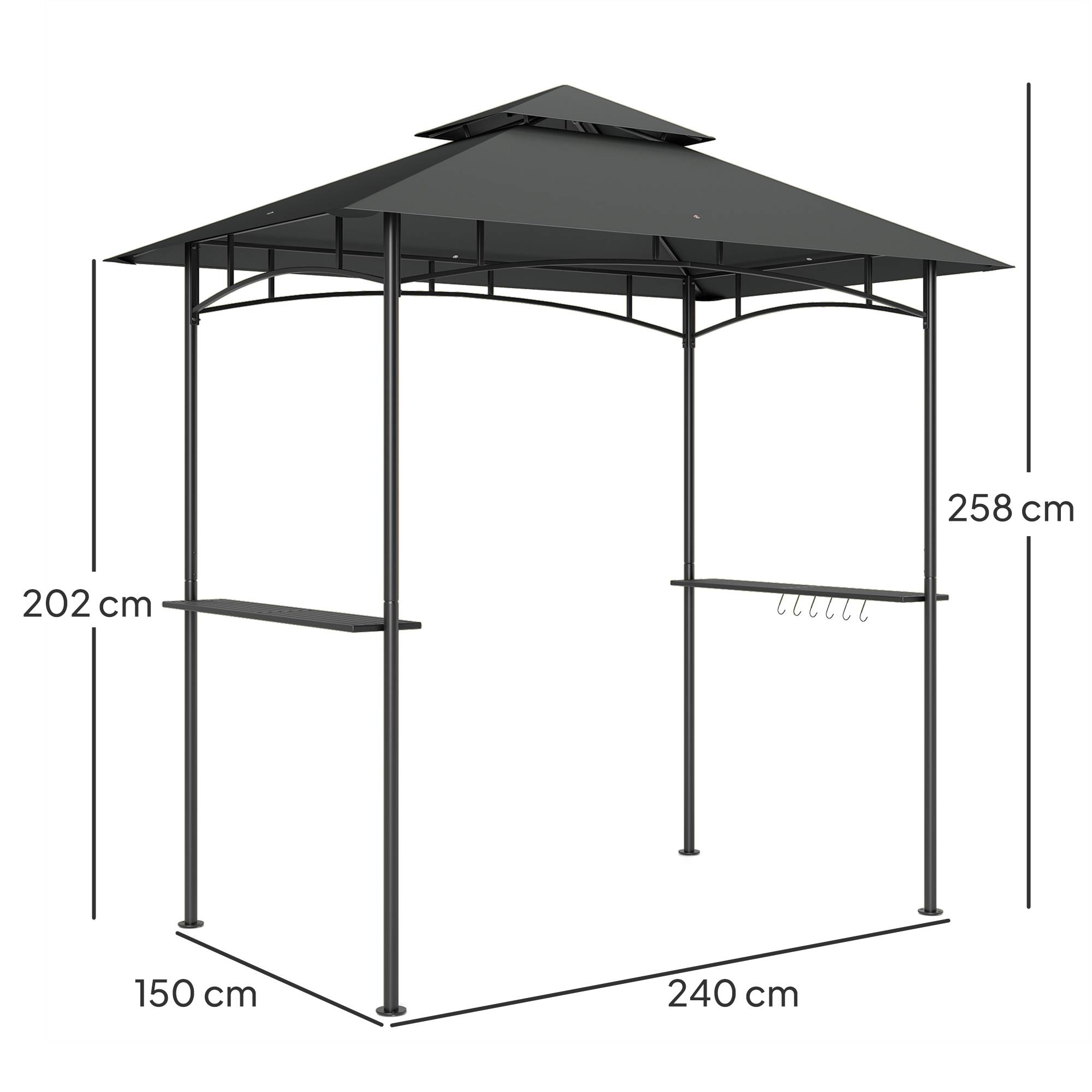 Pavillon barbecue acier 240 x 150 x 258 cm - PANGIVO - Jardiland