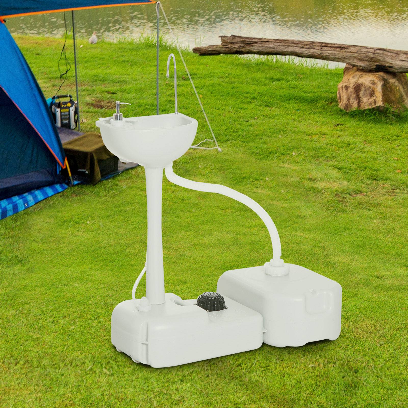 Évier de camping portable plastique HDPE gris 83 x 50 x 103 cm ...