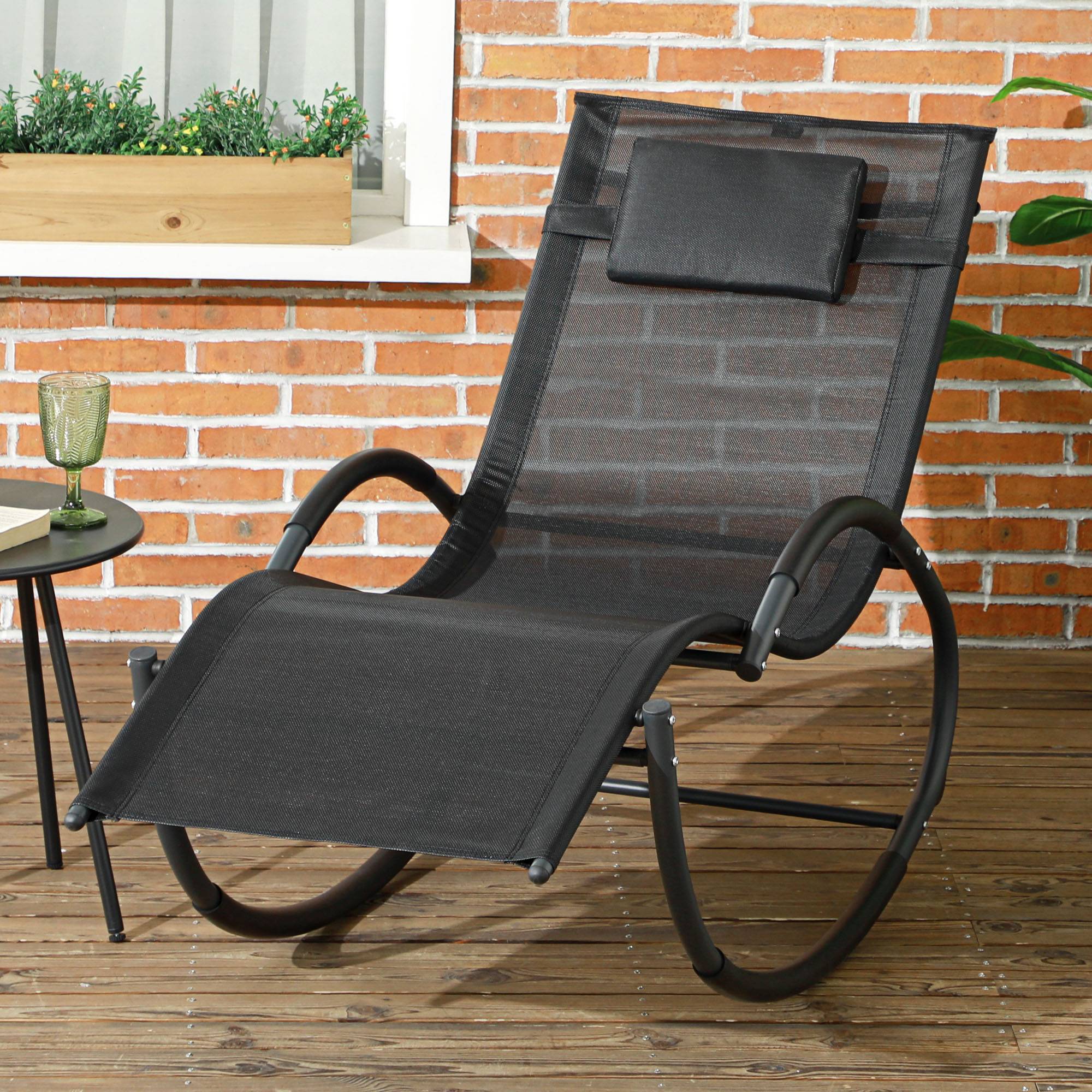 Chaise longue à bascule avec tétière utilisation extérieure intérieure ...