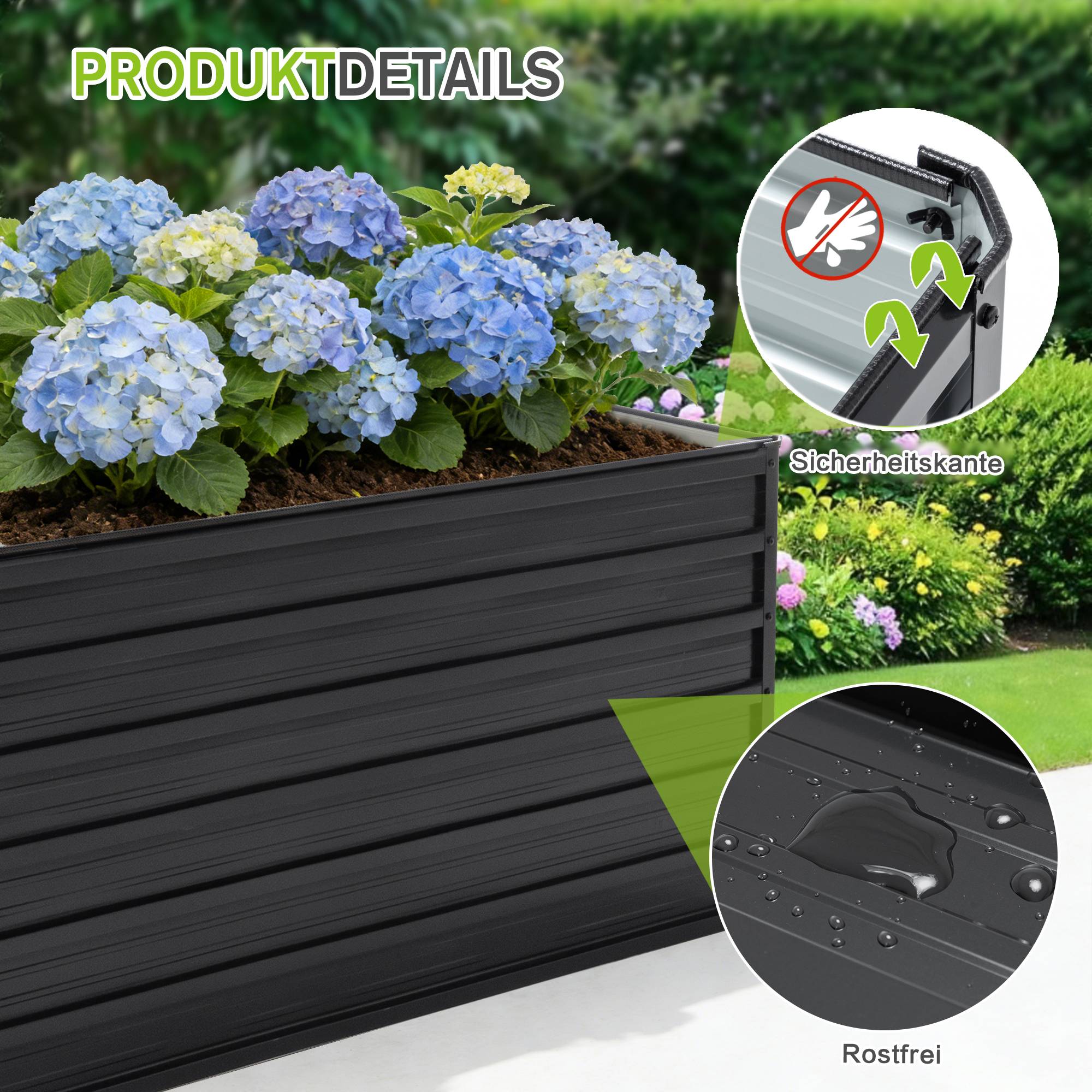 Carré potager surélevé métal pour jardin extérieur fond ouvert ...