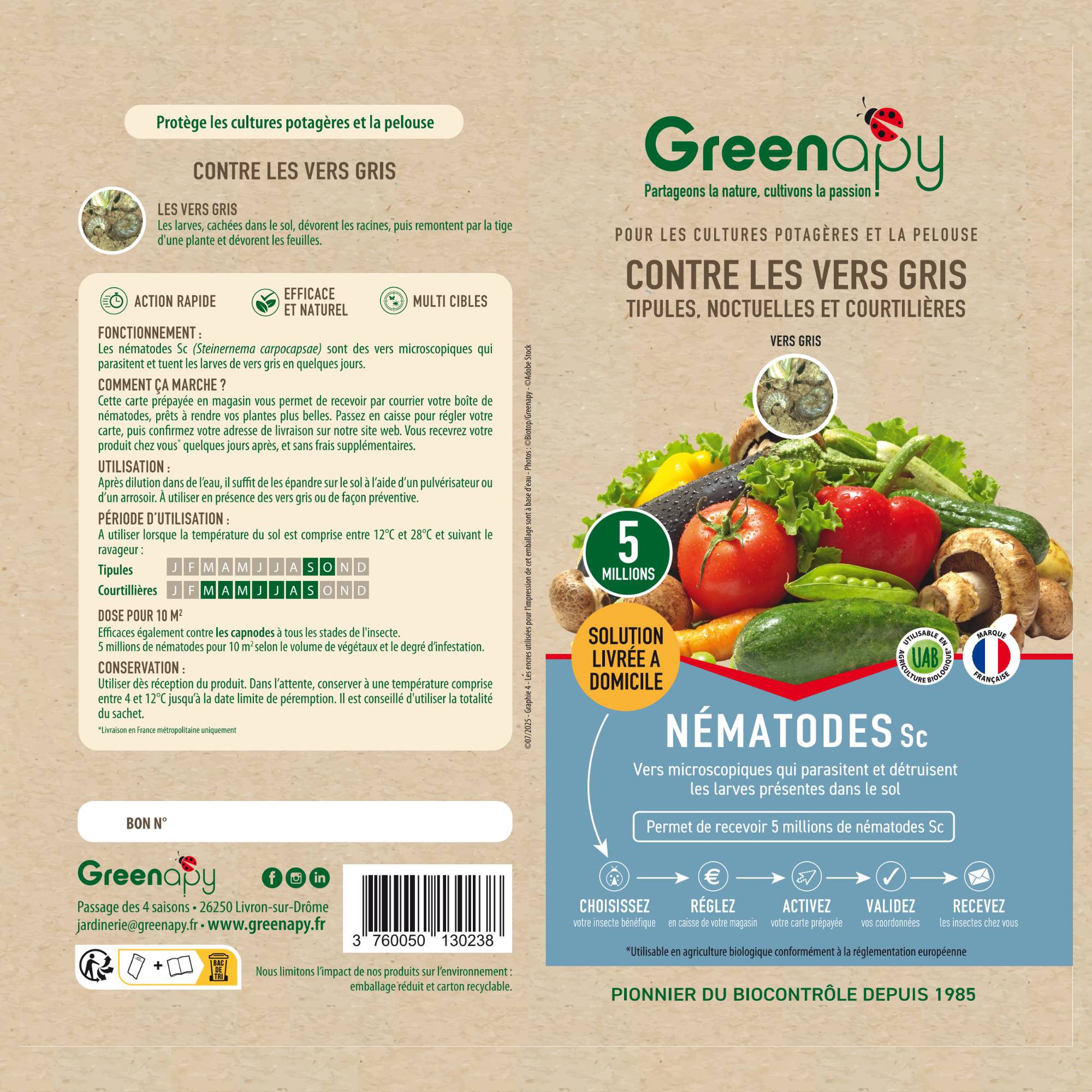 Prépayé nématodes anti-vers gris Sc 5 millions - Biotop - Jardiland