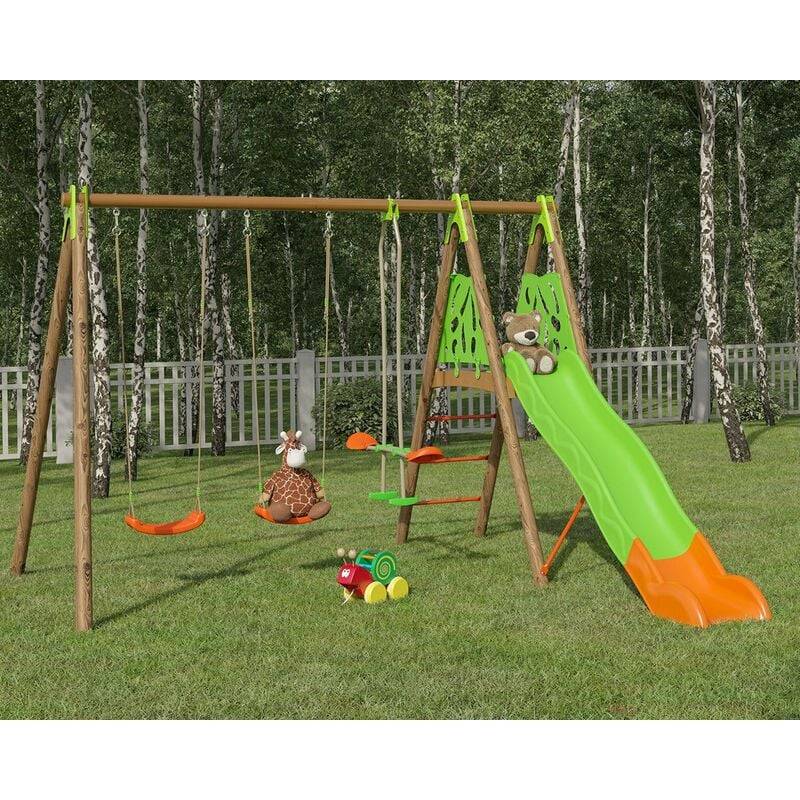 Columpio de Juegos Madera Metal Pino Chocolate H 2,30 m - TRIGANO ...