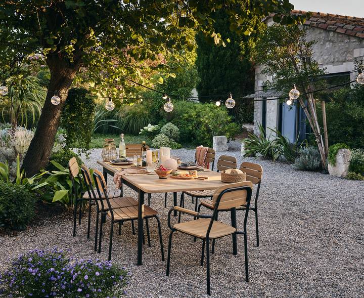 Table de jardin rectangulaire extensible acacia 8/10 personnes Fedora ...